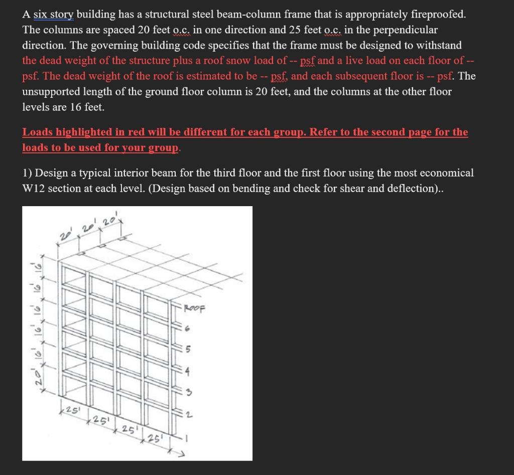 Solved Roof Snow Load (psf) = 30 Roof Dead Load (psf) = | Chegg.com