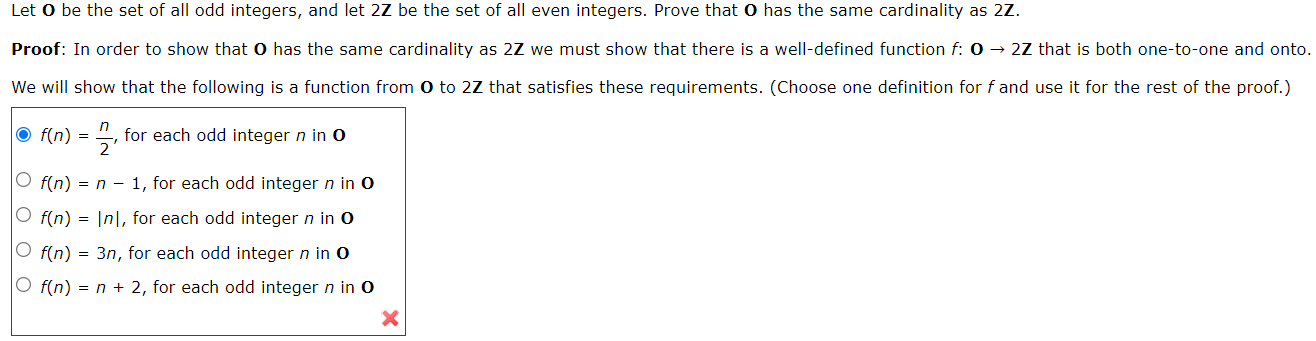Solved Let O Be The Set Of All Odd Integers And Let 2z Be Chegg