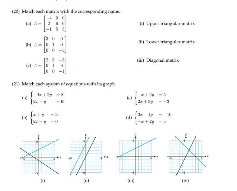 Solved (20) Match each matrix with the corresponding name. | Chegg.com