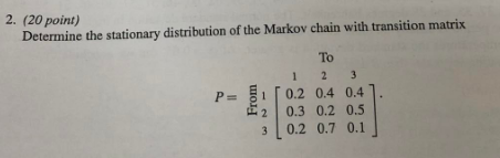 Solved 2. (20 point) Determine the stationary distribution | Chegg.com