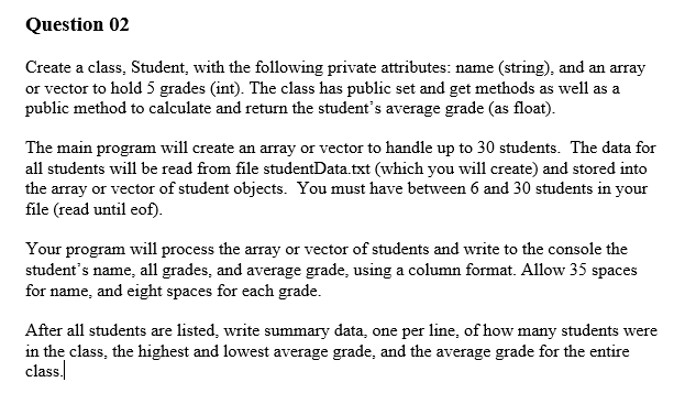 SIMPLE C++********* Create a class, | Chegg.com