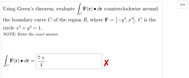 Solved Using Green's theorem, evaluate ∫CF(r)∙dr | Chegg.com