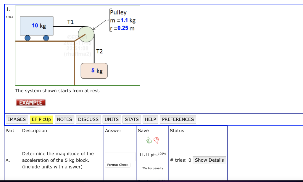 Solved The system starts from rest. Determine the magnitude | Chegg.com