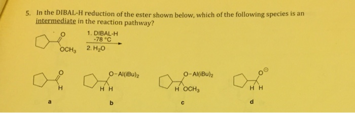 Solved 5. In the DIBAL-H reduction of the ester shown below, | Chegg.com