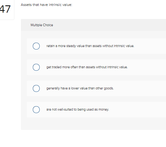 Solved Assets that have intrinsic value: Multiple Choice | Chegg.com