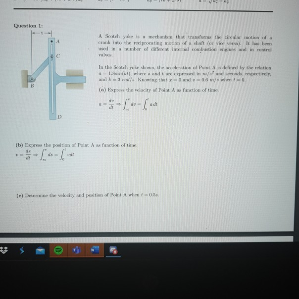 Solved Question 1: A Scotch yoke is a mechanism that | Chegg.com