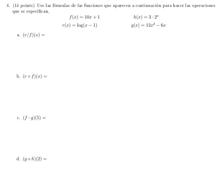 Solved (14 ﻿points) ﻿Use las fórmulas de las funciones que | Chegg.com