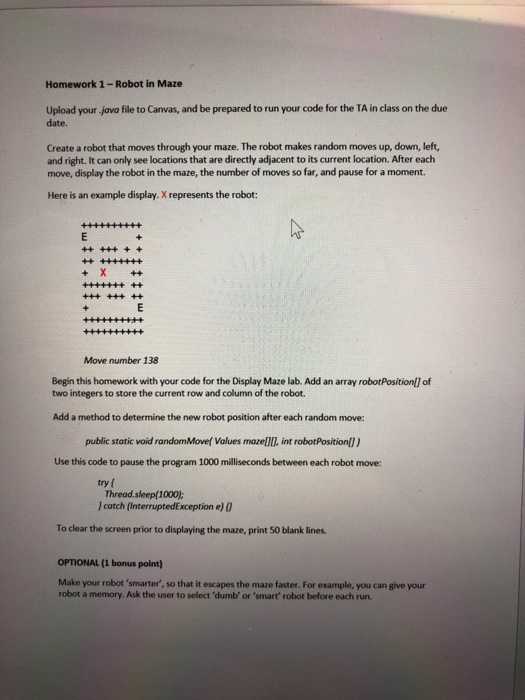 Solved Homework 1- Robot in Maze Upload your java file to | Chegg.com