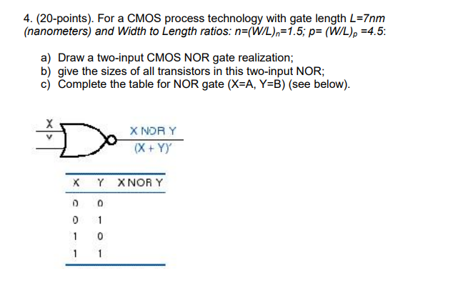 Solved 4. (20-points). For a CMOS process technology with | Chegg.com