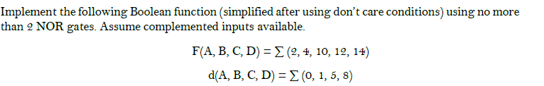 Solved Implement the following Boolean function (simplified | Chegg.com