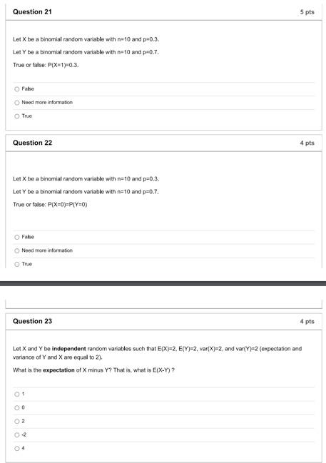 Solved Let X be a binomial random variable with n=10 and | Chegg.com
