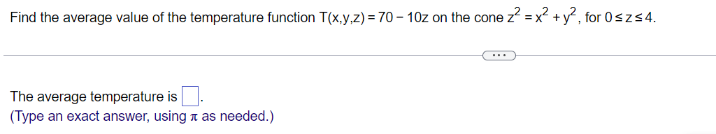 Solved Find the average value of the temperature function | Chegg.com