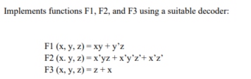 Solved Implements functions F1, F2, and F3 using a suitable | Chegg.com