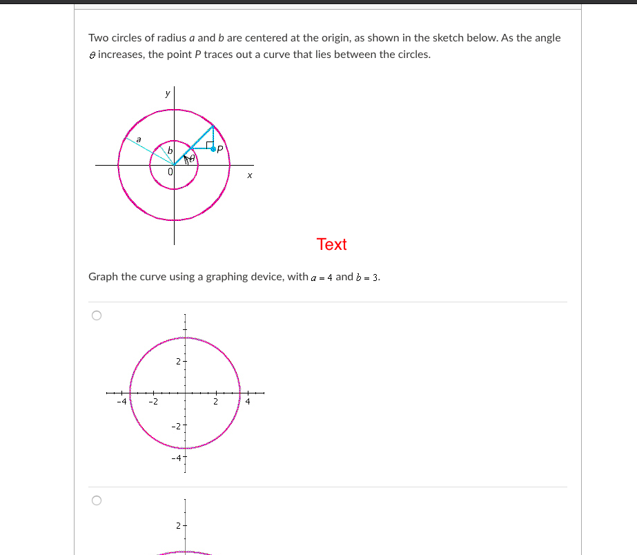 Solved Two circles of radius a and b are centered at the | Chegg.com