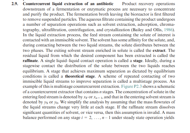 Solved 9. Countercurrent liquid extraction of an antibiotic | Chegg.com