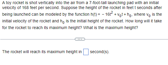 Solved A toy rocket is shot vertically into the air from a 7 | Chegg.com