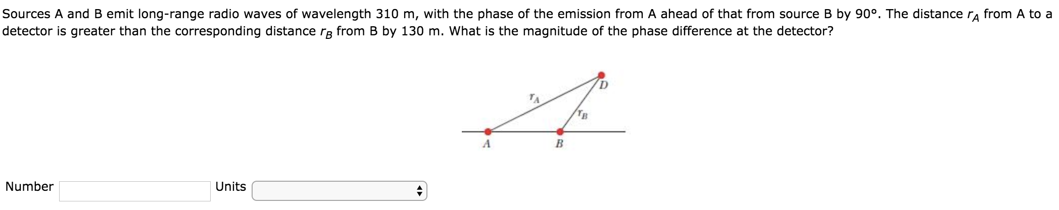 Solved Sources A and B emit long-range radio waves of | Chegg.com