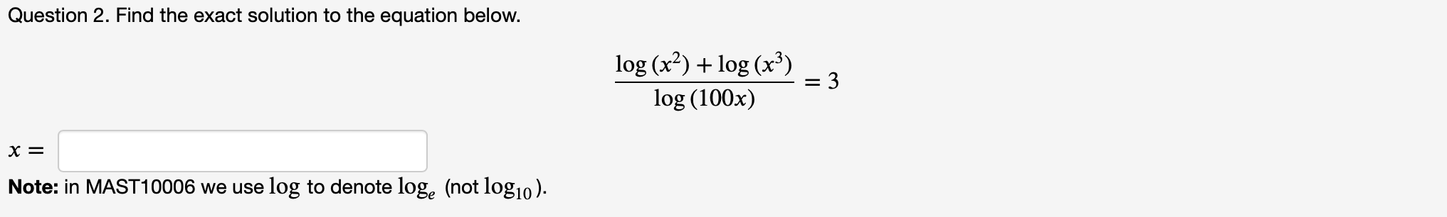 Solved Question 2. Find the exact solution to the equation | Chegg.com
