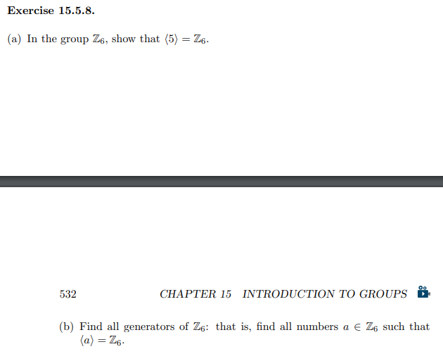 Solved Example 15.5.7. Consider the group 26. (1) is | Chegg.com