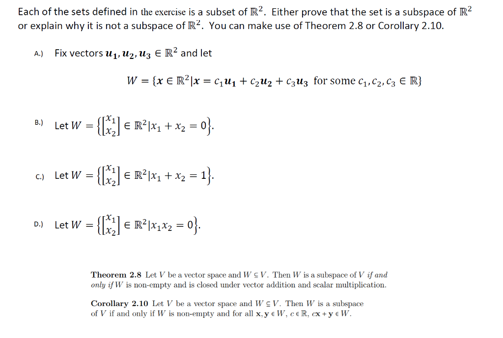 Solved Each of the sets defined in the exercise is a subset | Chegg.com