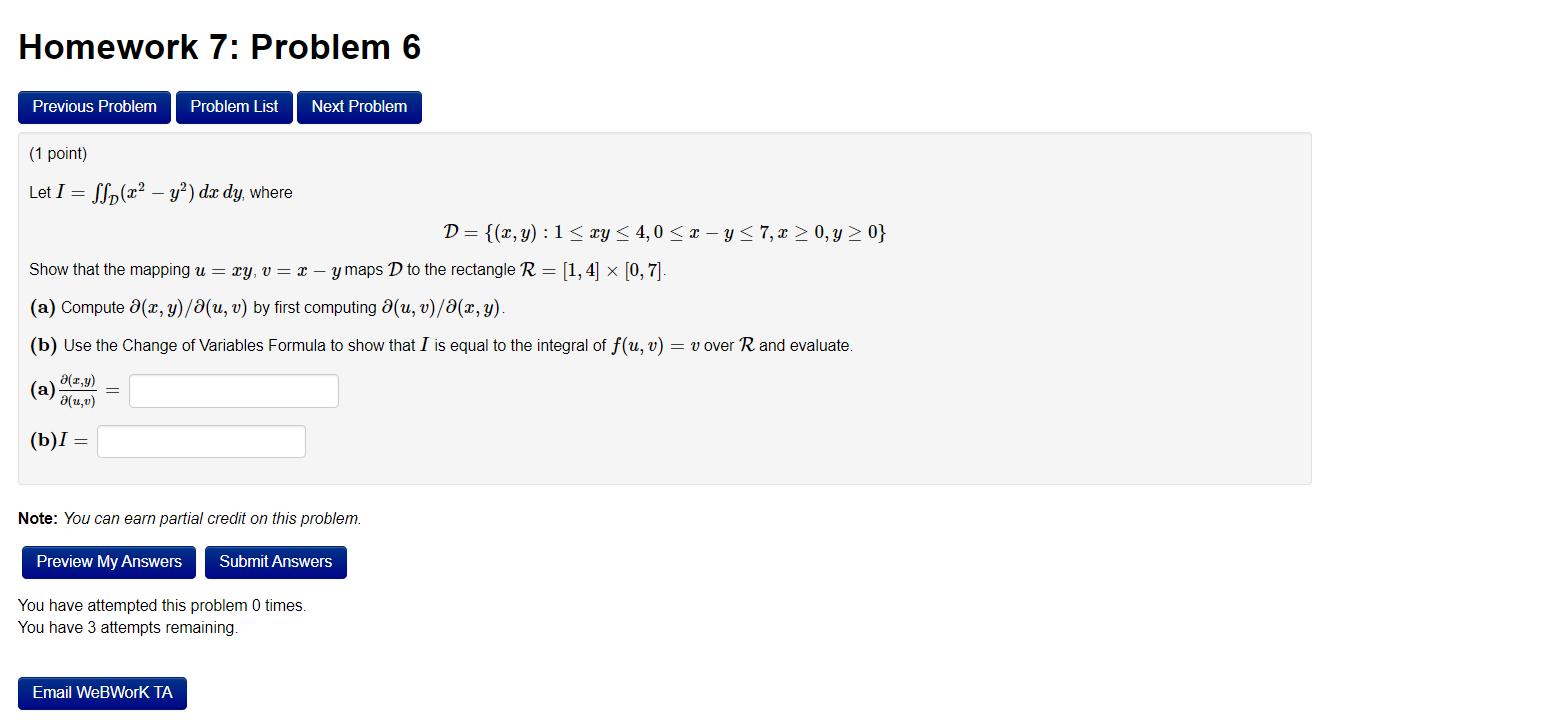 Solved Homework 7 Problem 6 Previous Problem Problem List