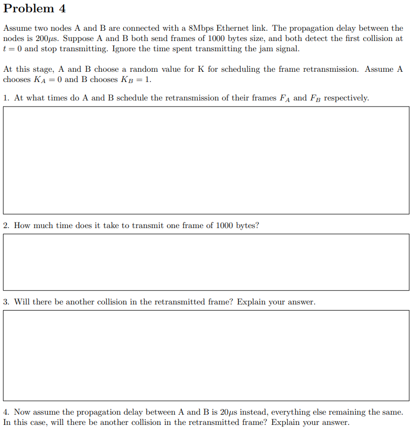 Solved Assume two nodes A and B are connected with a 8Mbps | Chegg.com