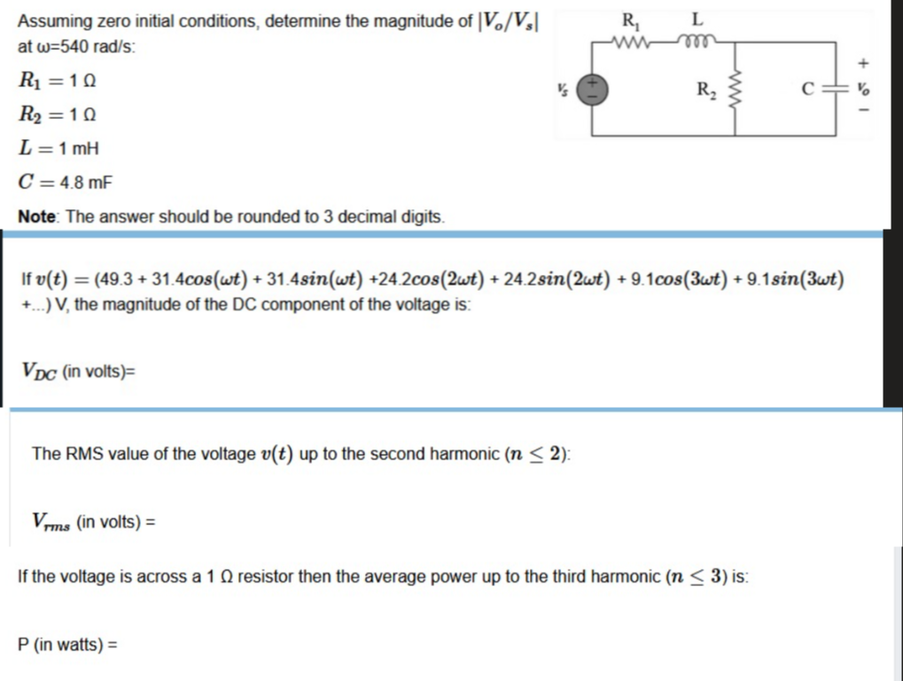 Solved Assuming zero initial conditions, determine the | Chegg.com