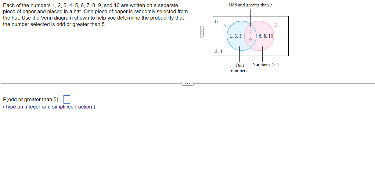 Solved Odd and greater than 5 Each of the numbers 1, 2, 3, | Chegg.com