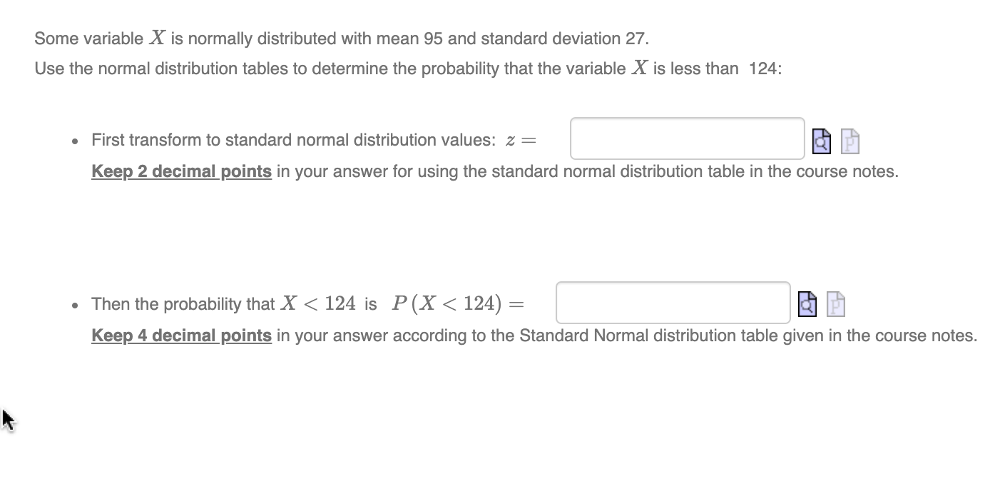 Solved Some variable X is normally distributed with mean 95 | Chegg.com