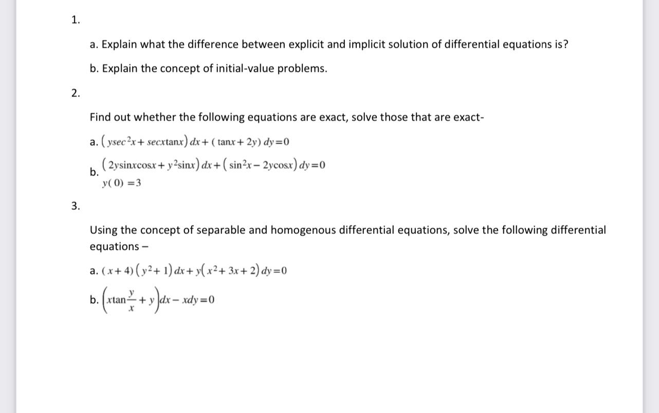 Solved 1. a. Explain what the difference between explicit | Chegg.com