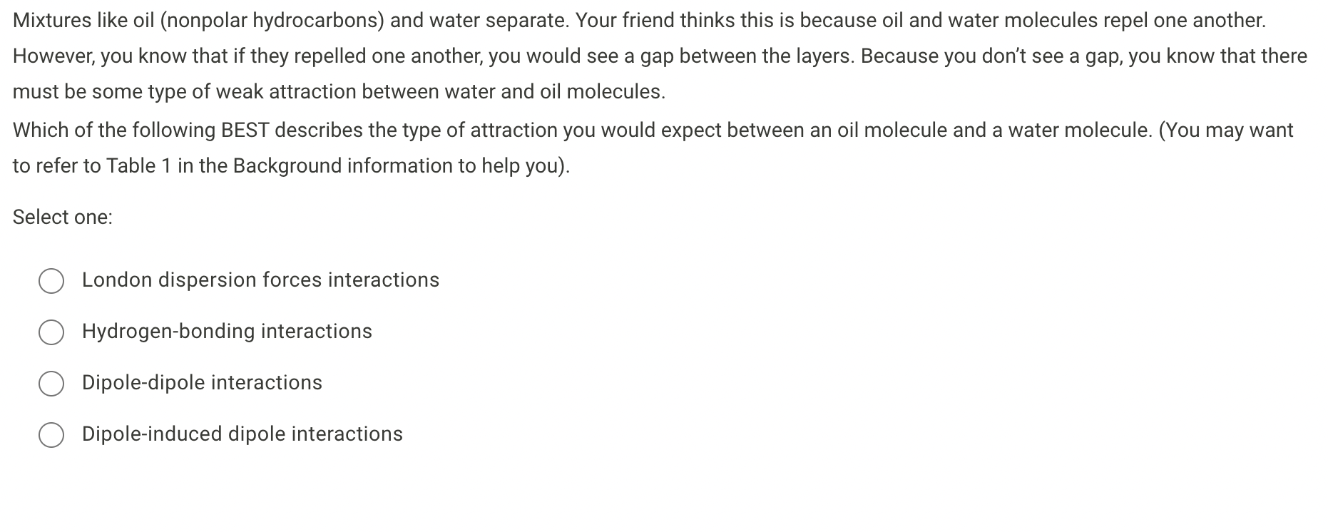 Solved Mixtures like oil (nonpolar hydrocarbons) and water | Chegg.com