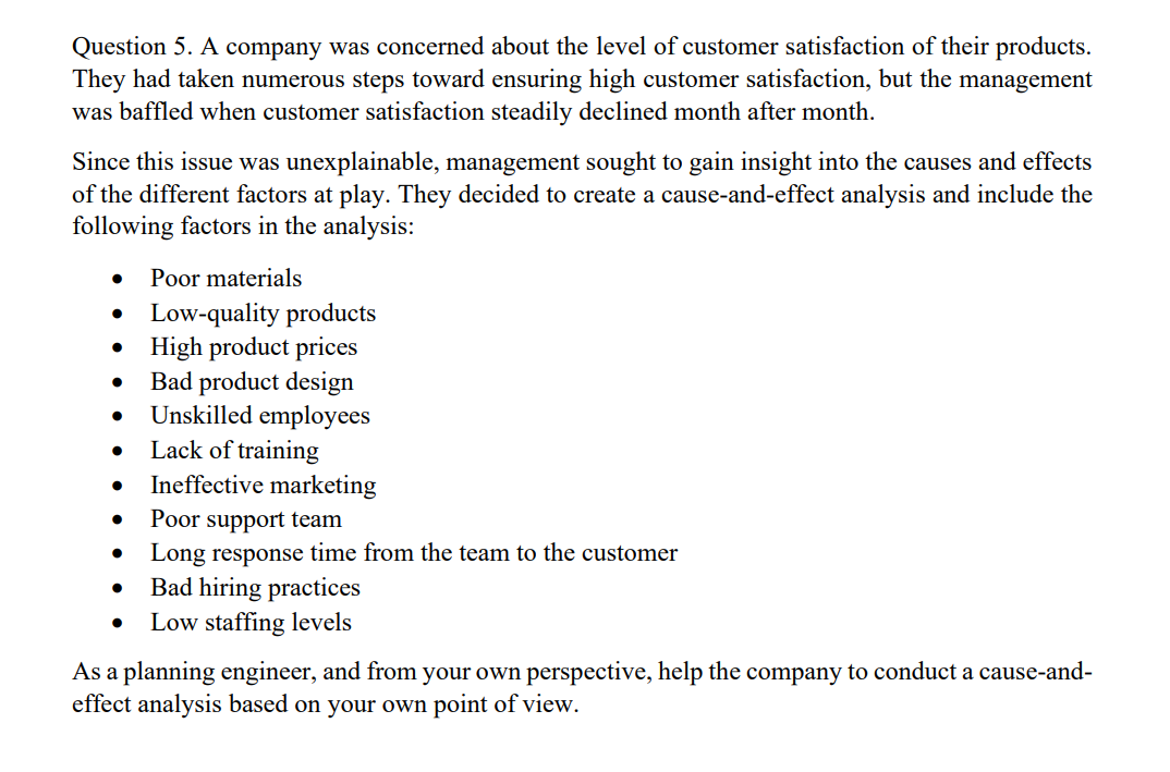 Solved Question 5. ﻿A company was concerned about the level | Chegg.com