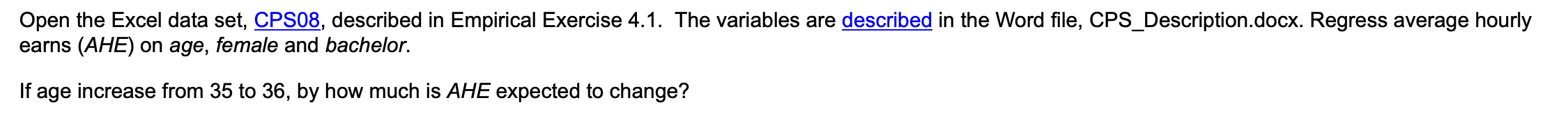 Solved Open the Excel data set, CPS08, described in | Chegg.com