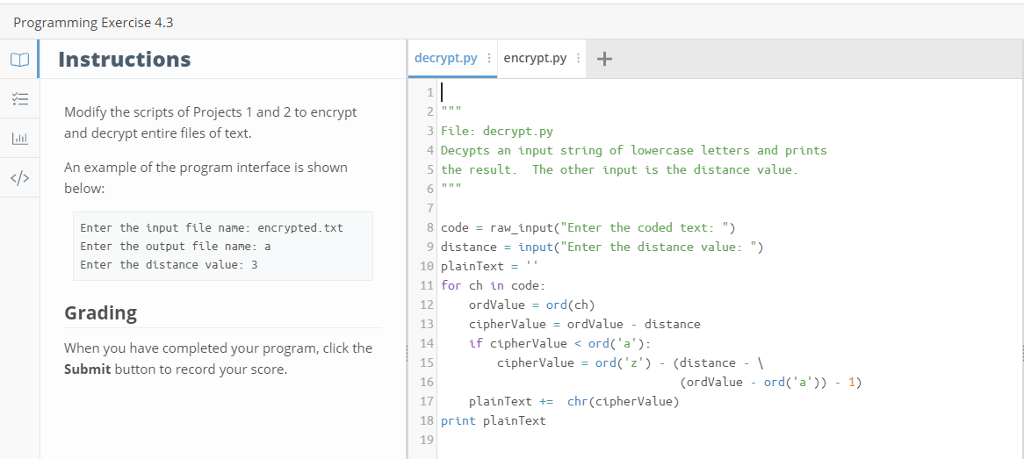 Solved: Python Program Using Ceasar Cipher (no Functions).... | Chegg.com