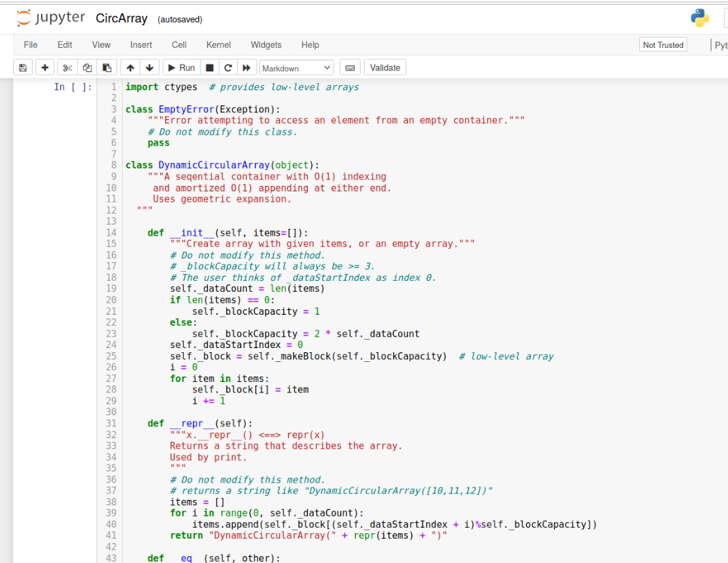 Solved jupyter CircArray (autosaved) File Edit View Insert | Chegg.com