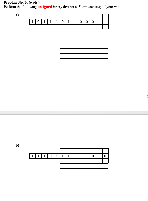 Solved Problem No. 6: (6 ﻿pts.)Perform the following | Chegg.com