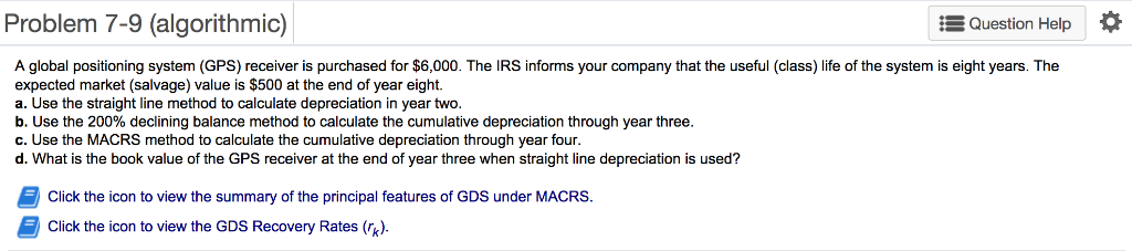 Solved Problem 7-9 (algorithmic) Question Help A global | Chegg.com