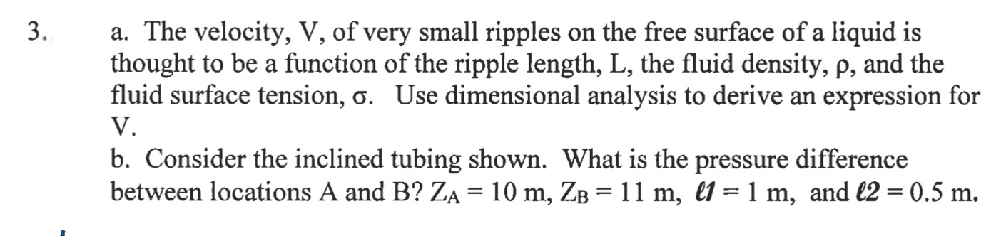 Solved a. The velocity, V, of very small ripples on the free | Chegg.com