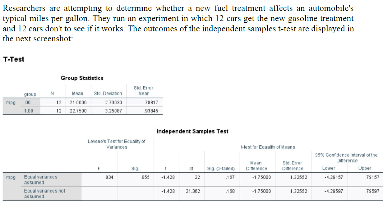 Solved Requirement: a. What can you infer from the results? | Chegg.com