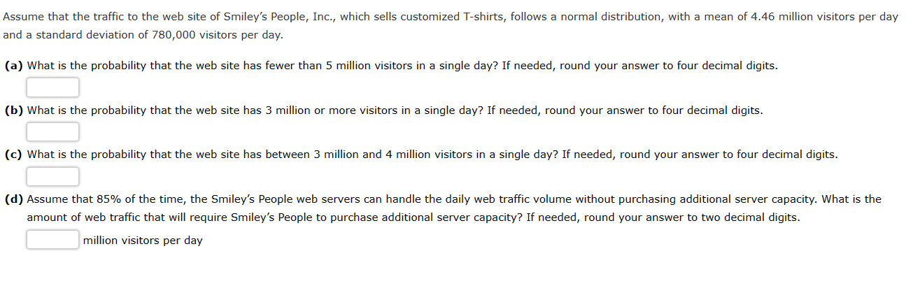 Solved Assume that the traffic to the web site of Smiley's | Chegg.com