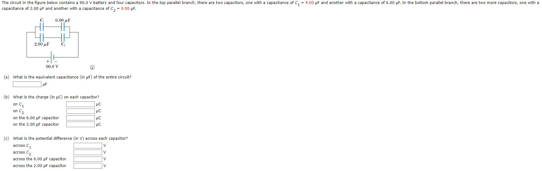 Solved capacitance of 2.00μF ﻿and another with a capacitance | Chegg.com