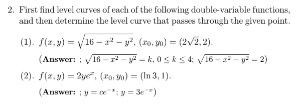 Solved 2. First find level curves of each of the following | Chegg.com