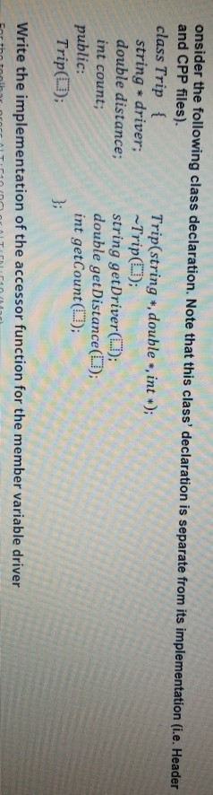 Solved onsider the following class declaration. Note that | Chegg.com
