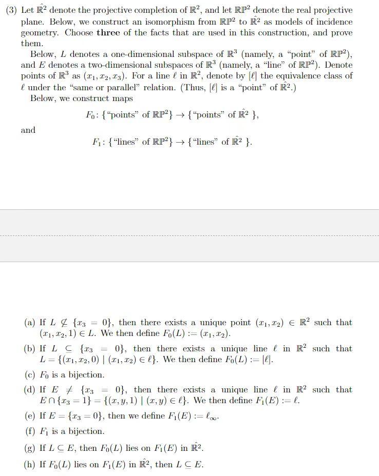 (3) Let R2 denote the projective completion of R2, | Chegg.com