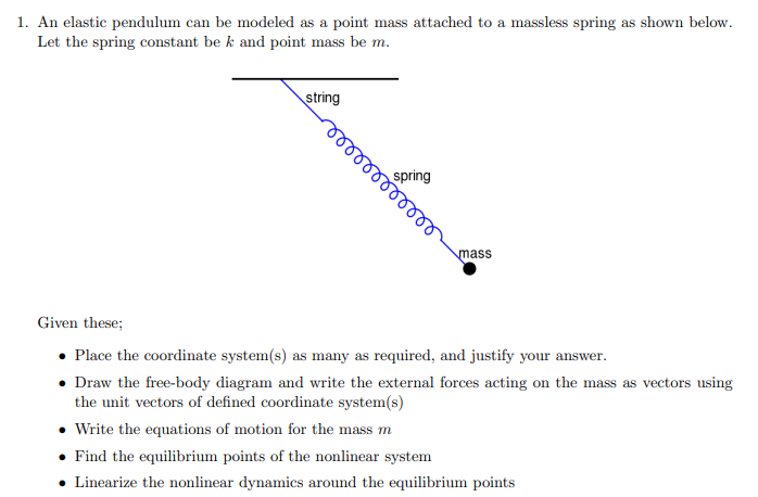 1. ﻿An elastic pendulum can be modeled as a point | Chegg.com