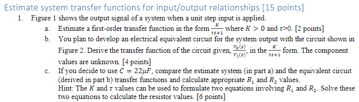 Estimate system transfer functions for input/output | Chegg.com
