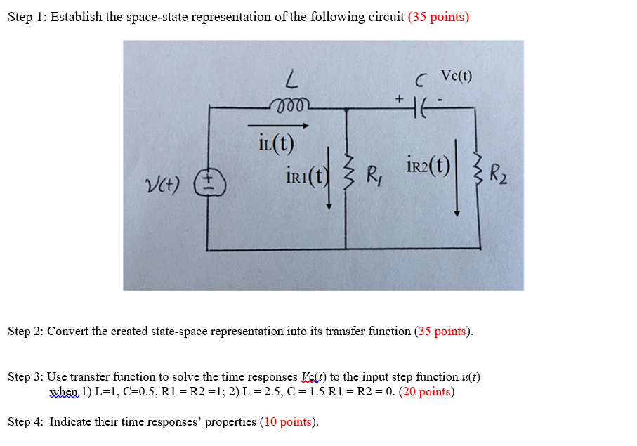 Solved Step 1: Establish the space-state representation of | Chegg.com