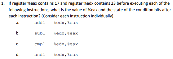 Solved If register %eax contains 17 and register %edx | Chegg.com