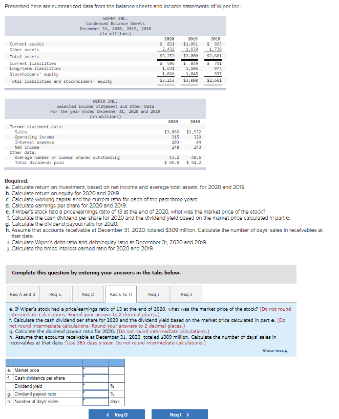 Solved Required: a. Calculate retum on Investment, based on | Chegg.com