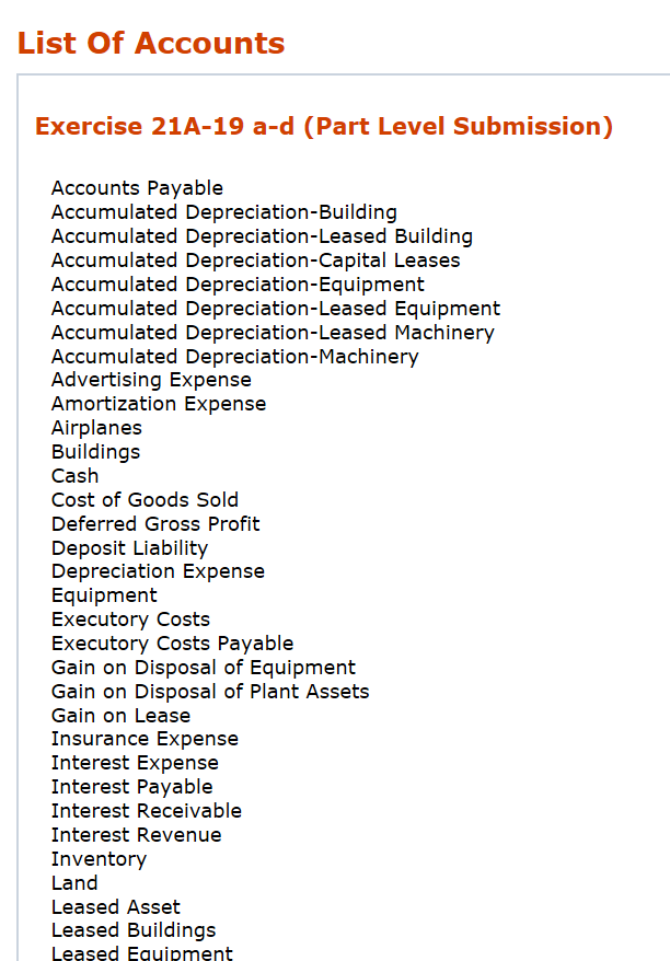 Solved Exercise 21A-19 a-d (Part Level Submission) Ayayai | Chegg.com